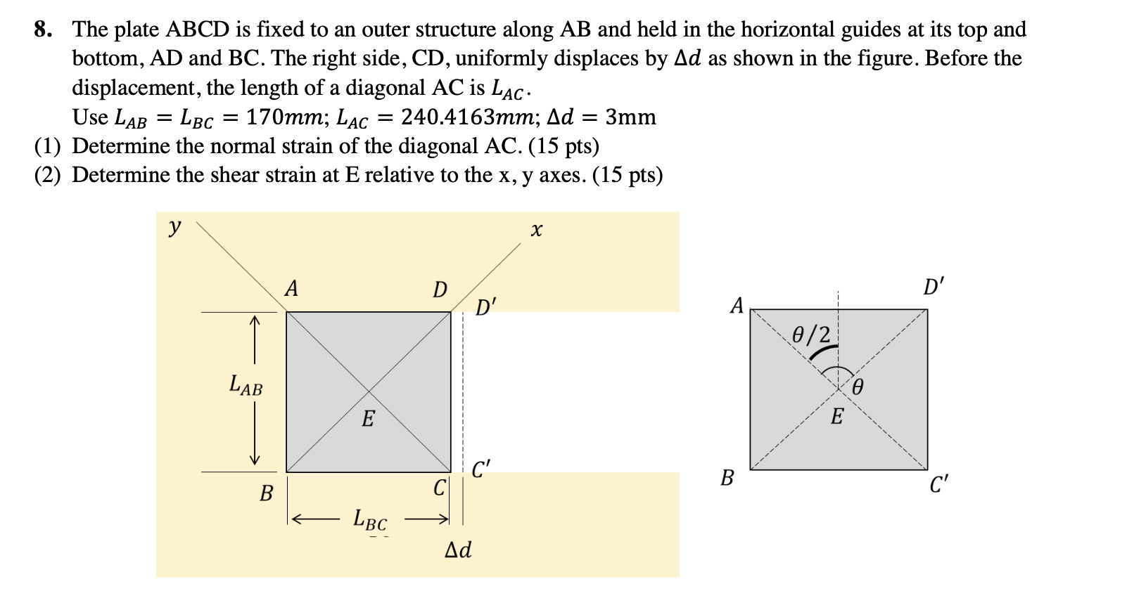 Solved The plate ABCD is fixed to an outer structure along | Chegg.com