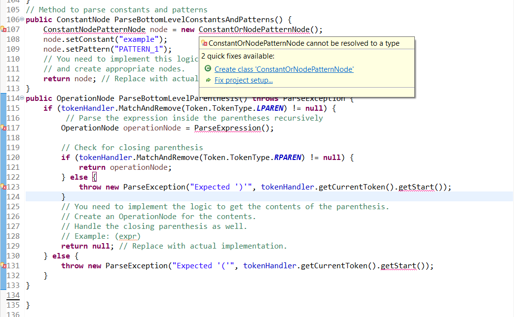 Solved Below is Parser.java. There are errors in the code, | Chegg.com