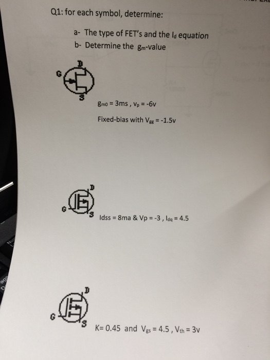 Solved Q1: for each symbol, determine: a- The type of FET's | Chegg.com