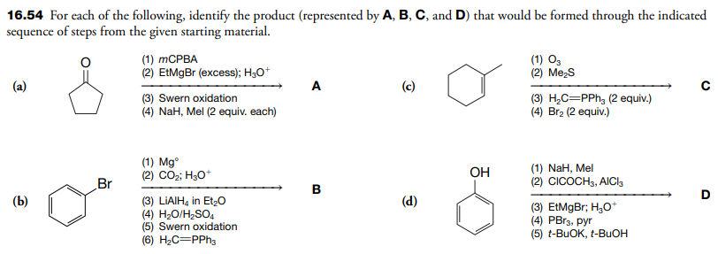 Solved 16.54 For each of the following, identify the product | Chegg.com