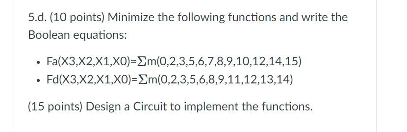 Solved Please draw the circuit to implement both functions | Chegg.com