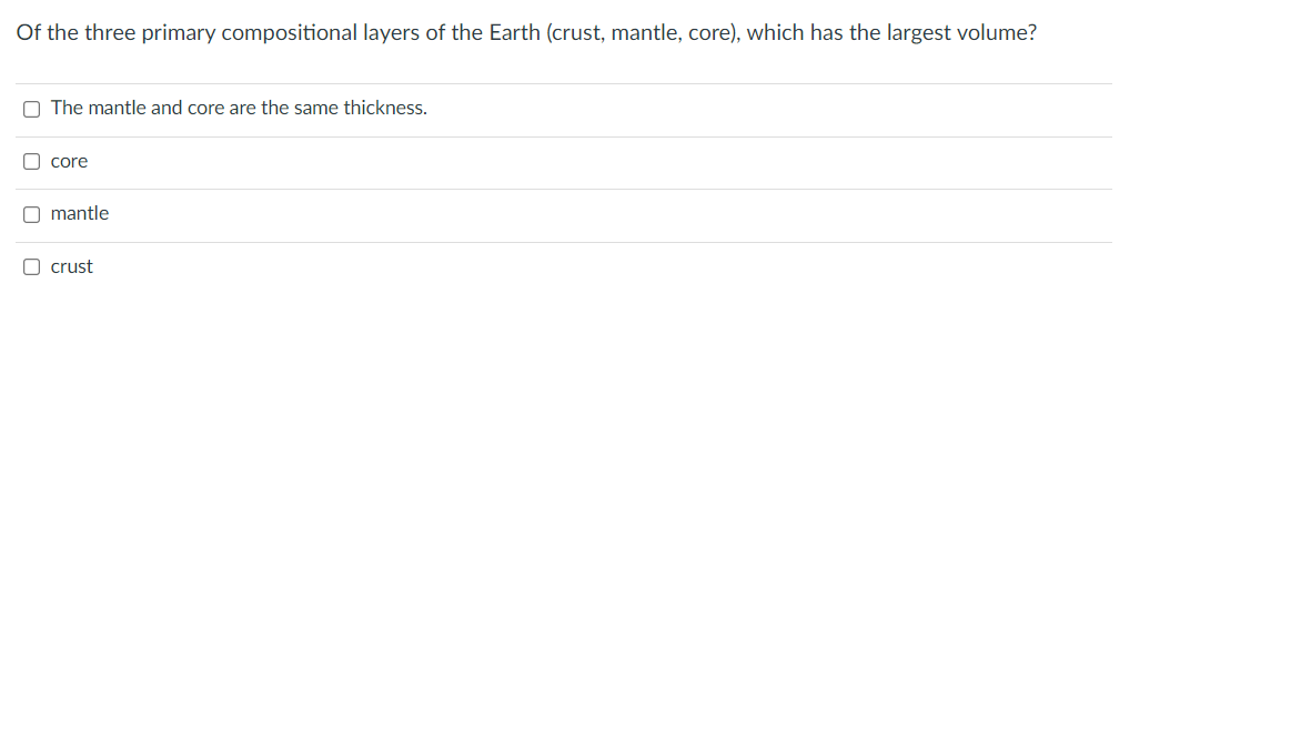 Solved Of the three primary compositional layers of the | Chegg.com