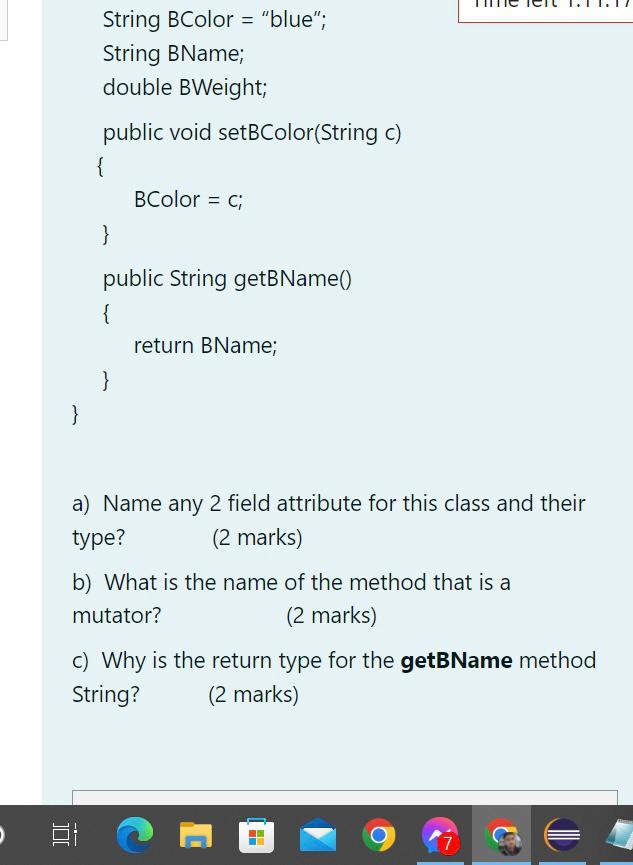 Solved Use the class definition below to answer the | Chegg.com
