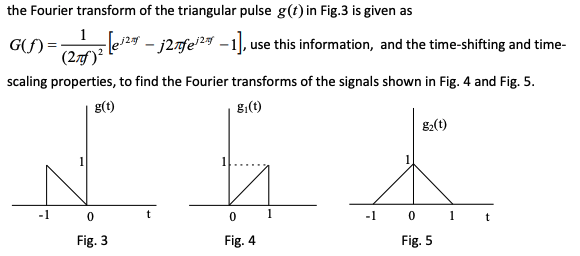 Solved the Fourier transform of the triangular pulse g(t) in | Chegg.com