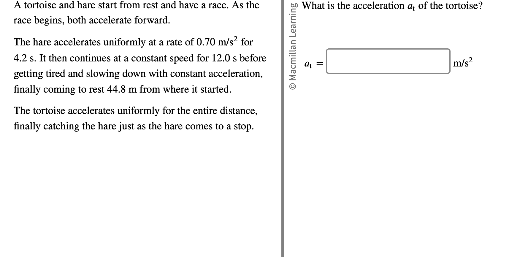Solved A tortoise and hare start from rest and have a race. | Chegg.com