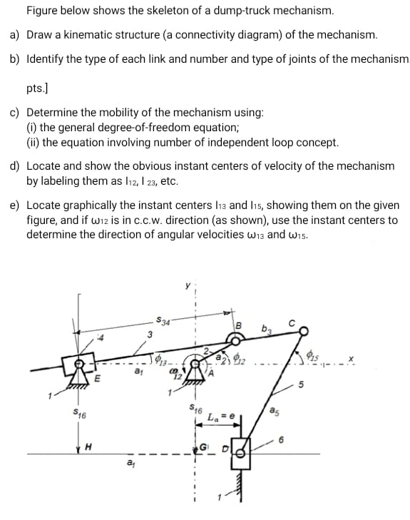 Solved Figure below shows the skeleton of a dump-truck | Chegg.com