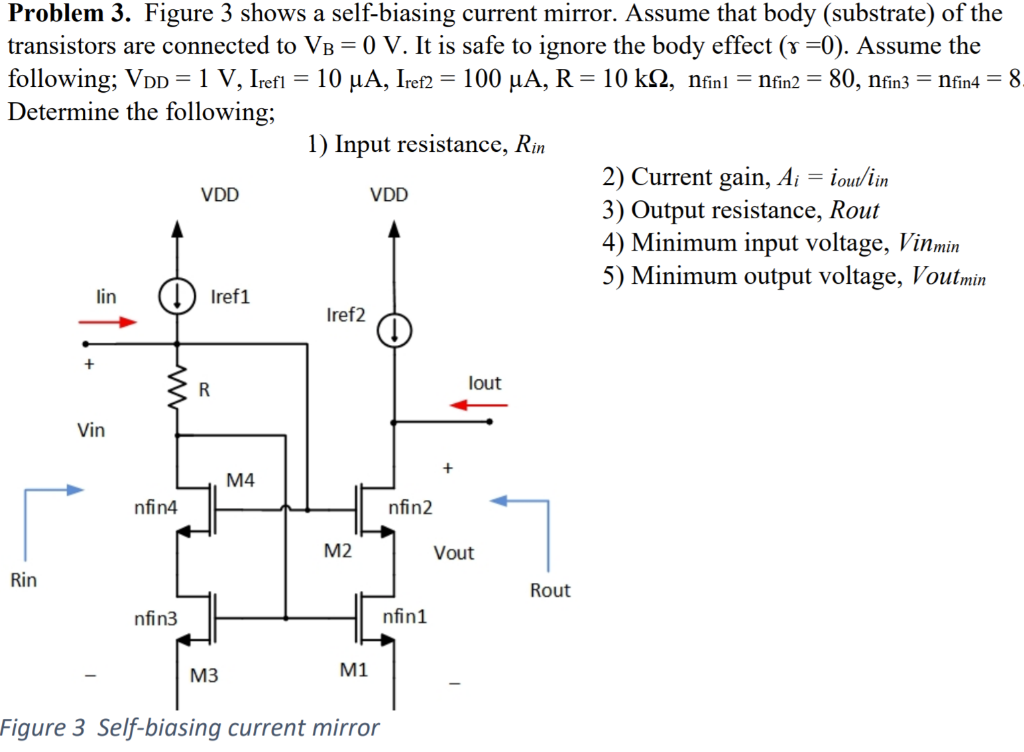Solved Problem 3. Figure 3 shows a self-biasing current | Chegg.com