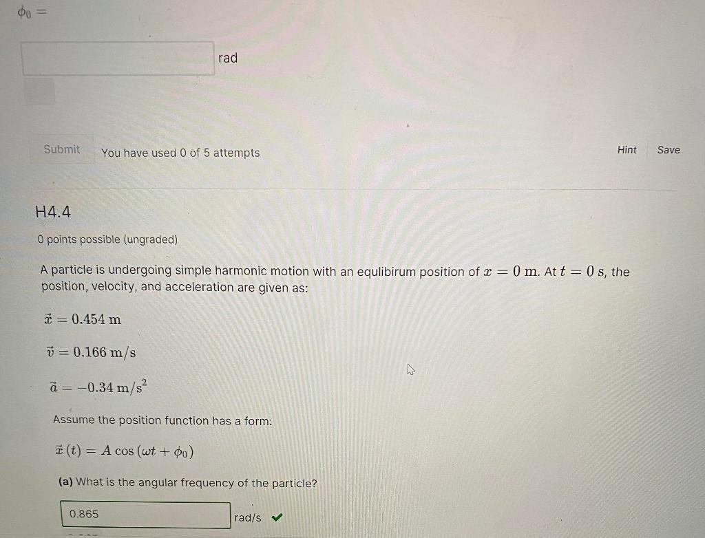 Solved 0 points possible (ungraded) A particle's velocity | Chegg.com