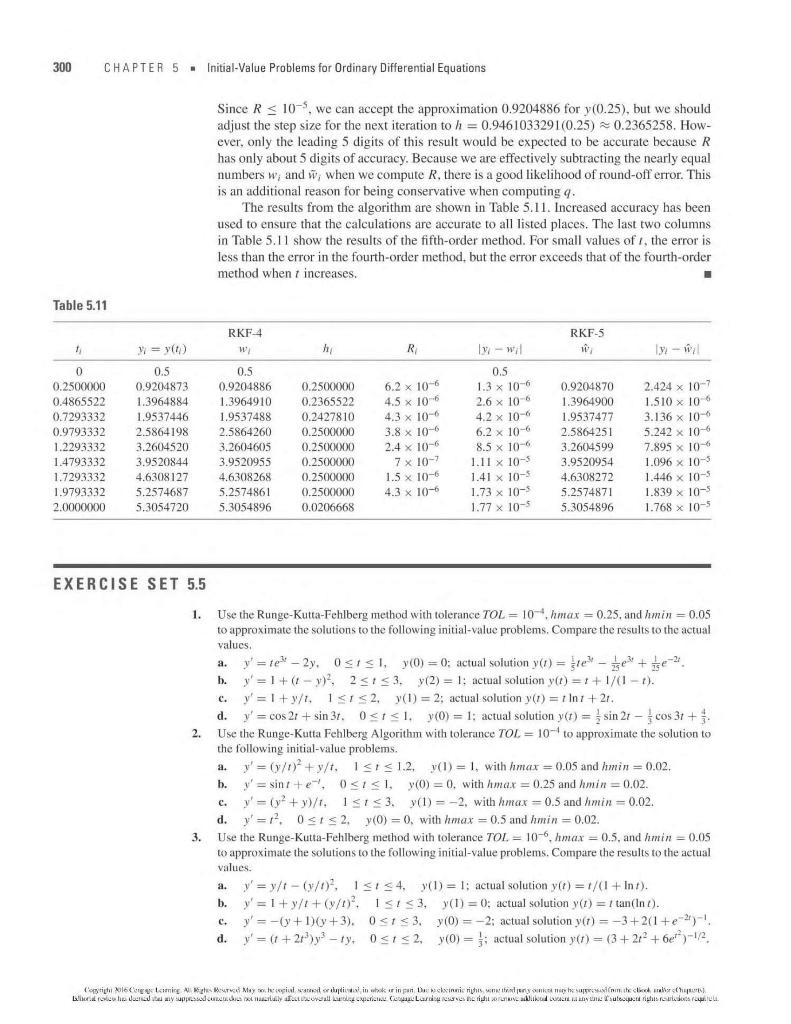 Solved 5.5 Error Control and the Runge-Kutta-Fehlberg Method | Chegg.com
