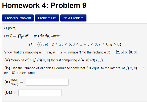 Solved Homework 4: Problem 9 Previous Problem Problem List | Chegg.com