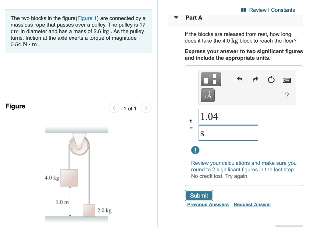 Solved A Review | Constants Part A The two blocks in the | Chegg.com