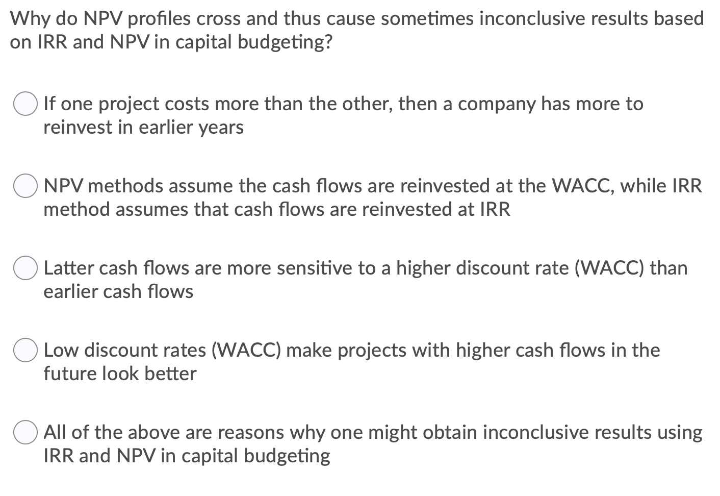Solved Why do NPV profiles cross and thus cause sometimes | Chegg.com