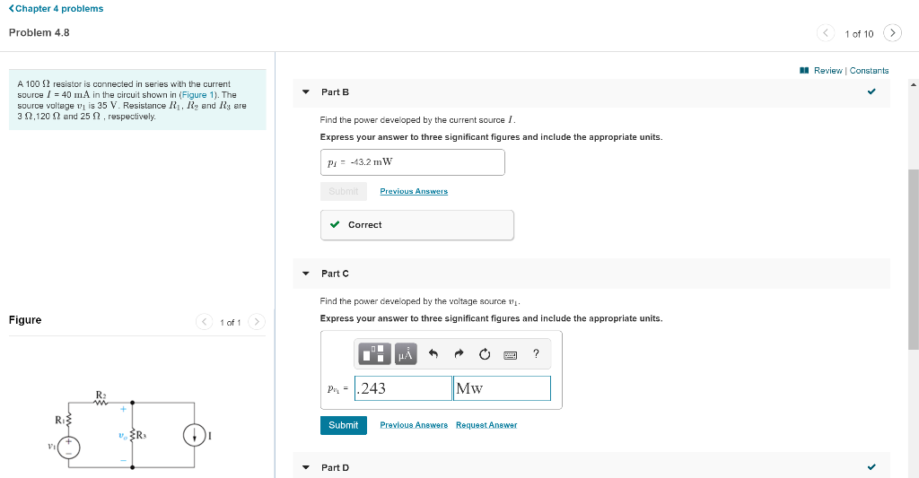 Solved Review Constants Part B A 100 S2 resistor is | Chegg.com