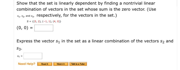 Solved Show that the set is linearly dependent by finding a | Chegg.com