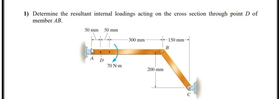 Solved 1) Determine the resultant internal loadings acting | Chegg.com
