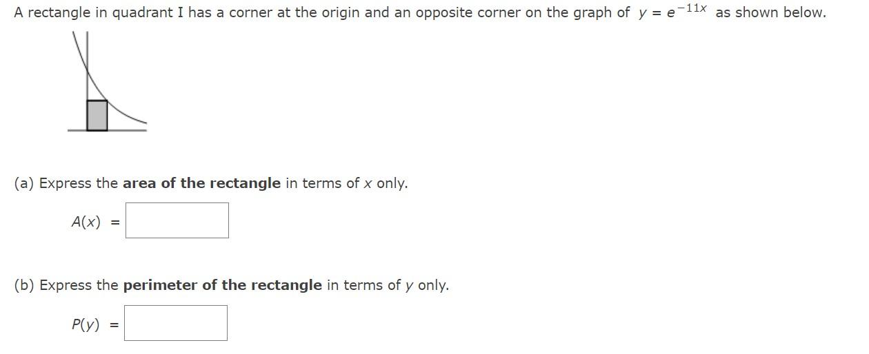 Solved A rectangle in quadrant I has a corner at the origin | Chegg.com