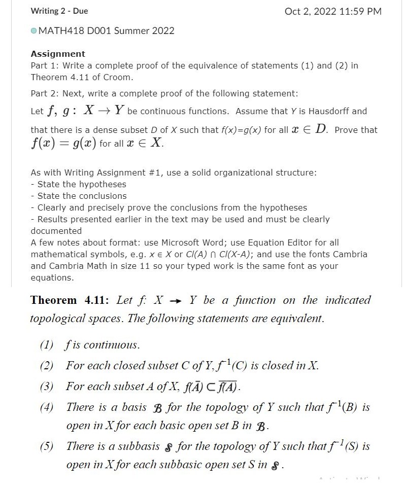 Solved Assignment Part 1 Write A Complete Proof Of The 