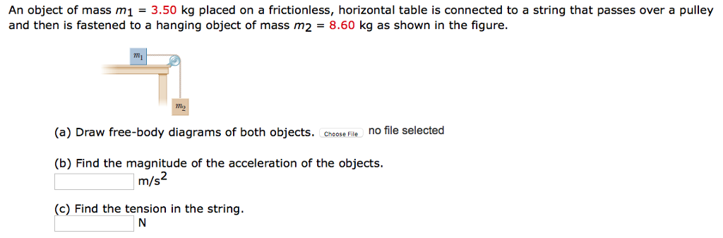 Solved An object of mass m1 3.50 kg placed on a | Chegg.com