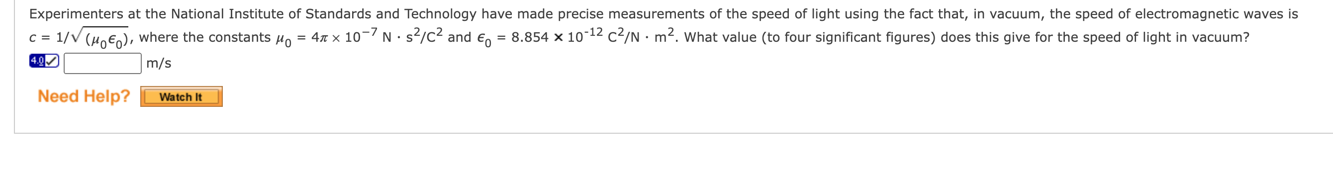Solved m/s Need Help? Watch It | Chegg.com