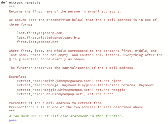 Solved I have to return the first name of the person in an | Chegg.com