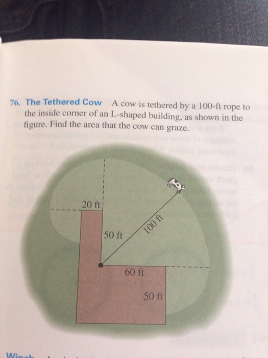Solved The Tethered Cow A cow is tethered by a 100-ft rope | Chegg.com