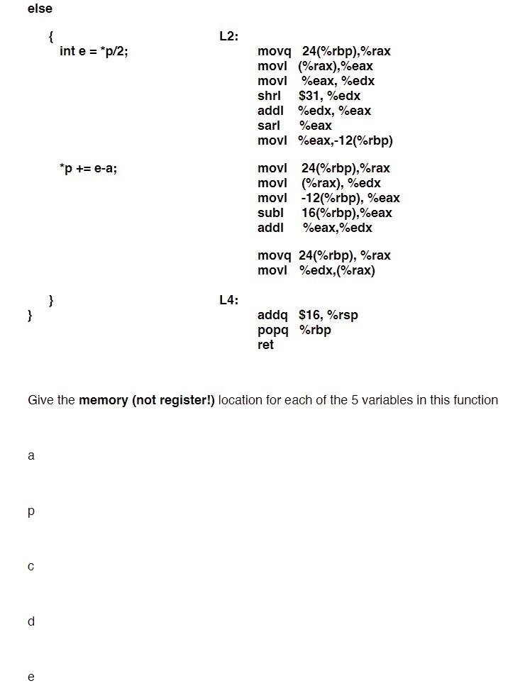 2. code locations Consider the following C code and | Chegg.com
