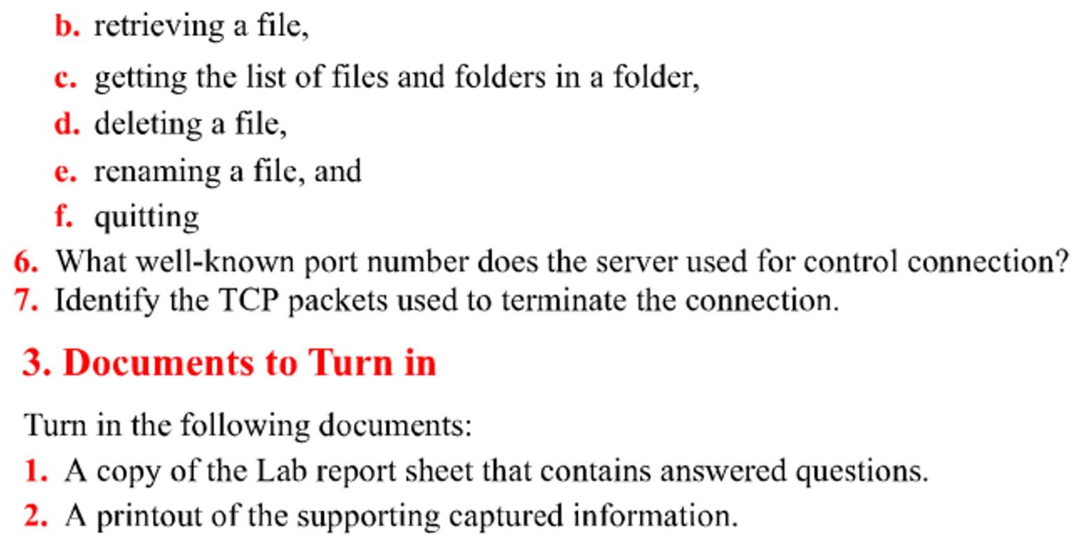 Solved - Open Wireshark and start capturing. - Open the FTP | Chegg.com