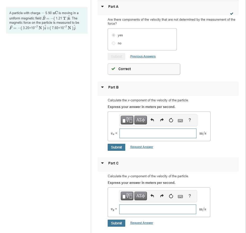 Solved Part A A particle with charge −5.90nC is moving in a | Chegg.com