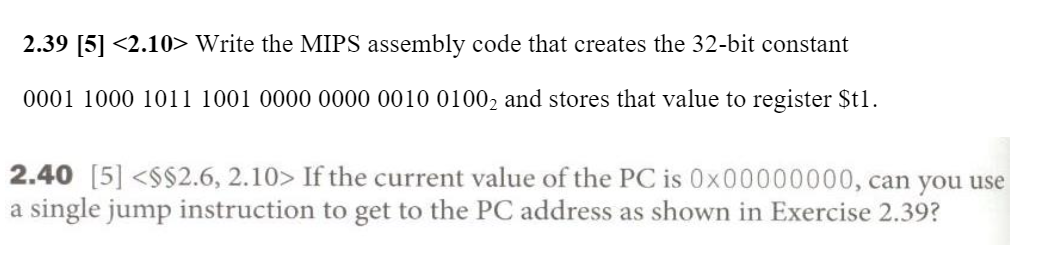 Solved 2.39 [5] Write the MIPS assembly code that | Chegg.com