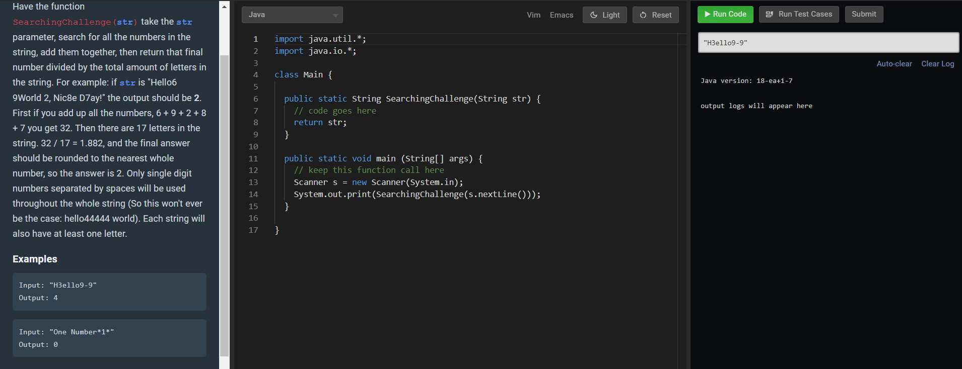 Solved Java Vim Emacs Light 0 Reset Run Code 8 Run Test | Chegg.com Solved Java Vim Emacs Light 0 Reset Run Code 8 Run Test | Chegg.com