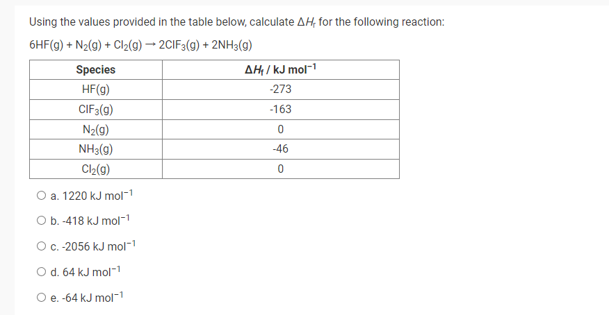 Solved Using the values provided in the table below, | Chegg.com