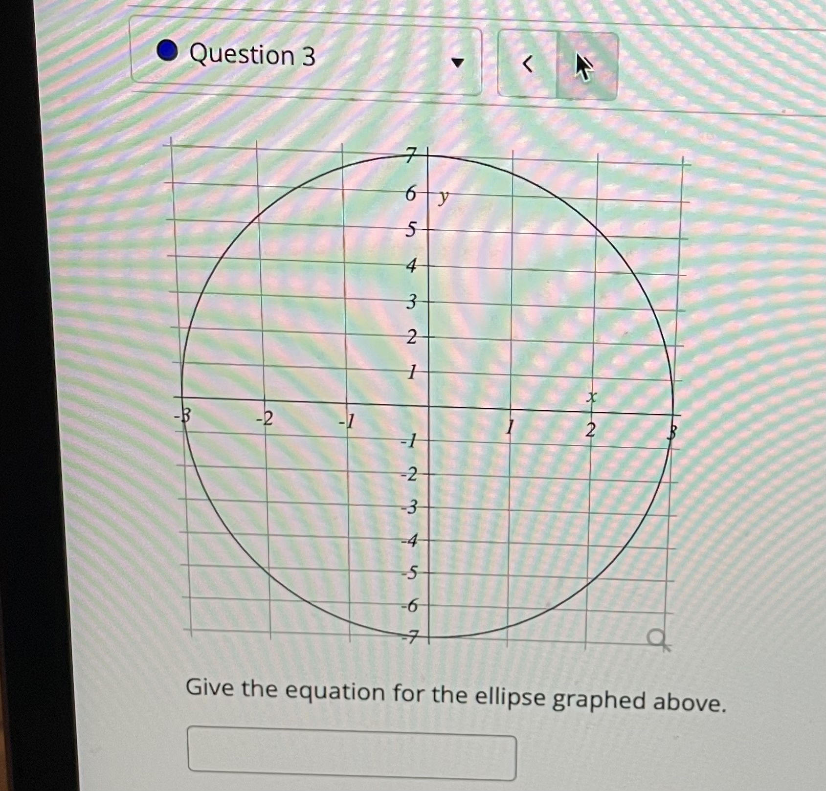 Solved Give the equation for the ellipse graphed above. | Chegg.com