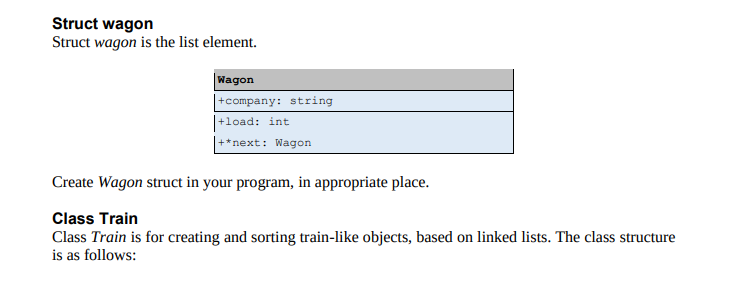 Solved Struct wagon Struct wagon is the list element. Wagon | Chegg.com