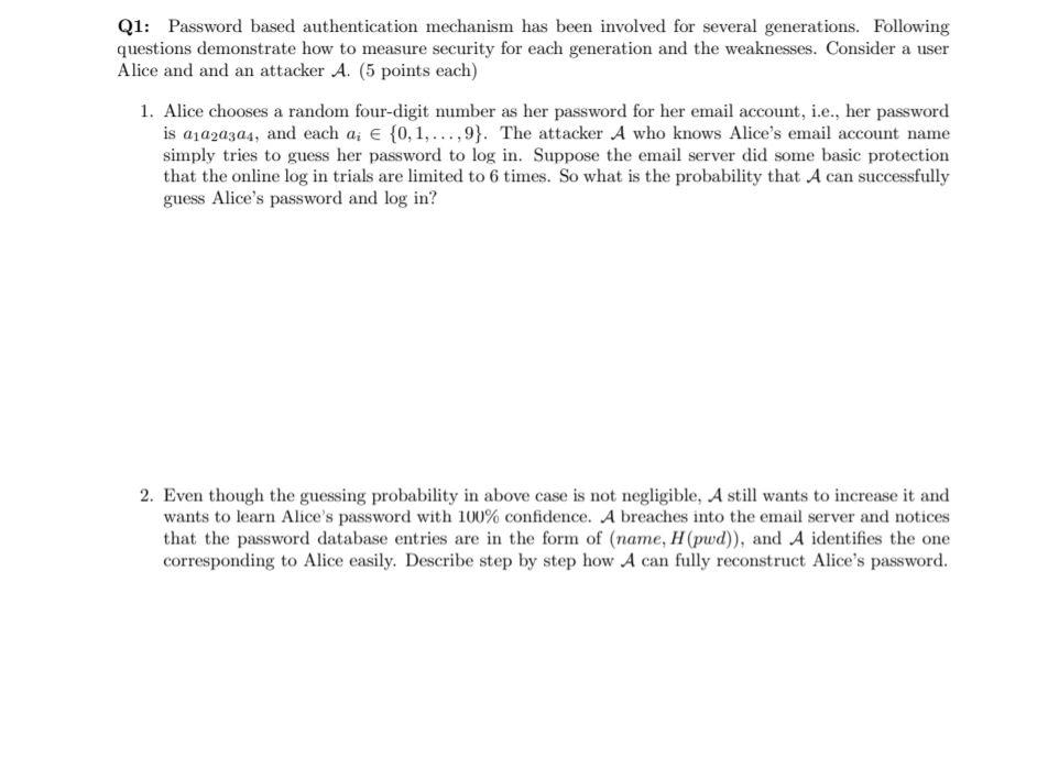 01: Password based authentication mechanism has been | Chegg.com