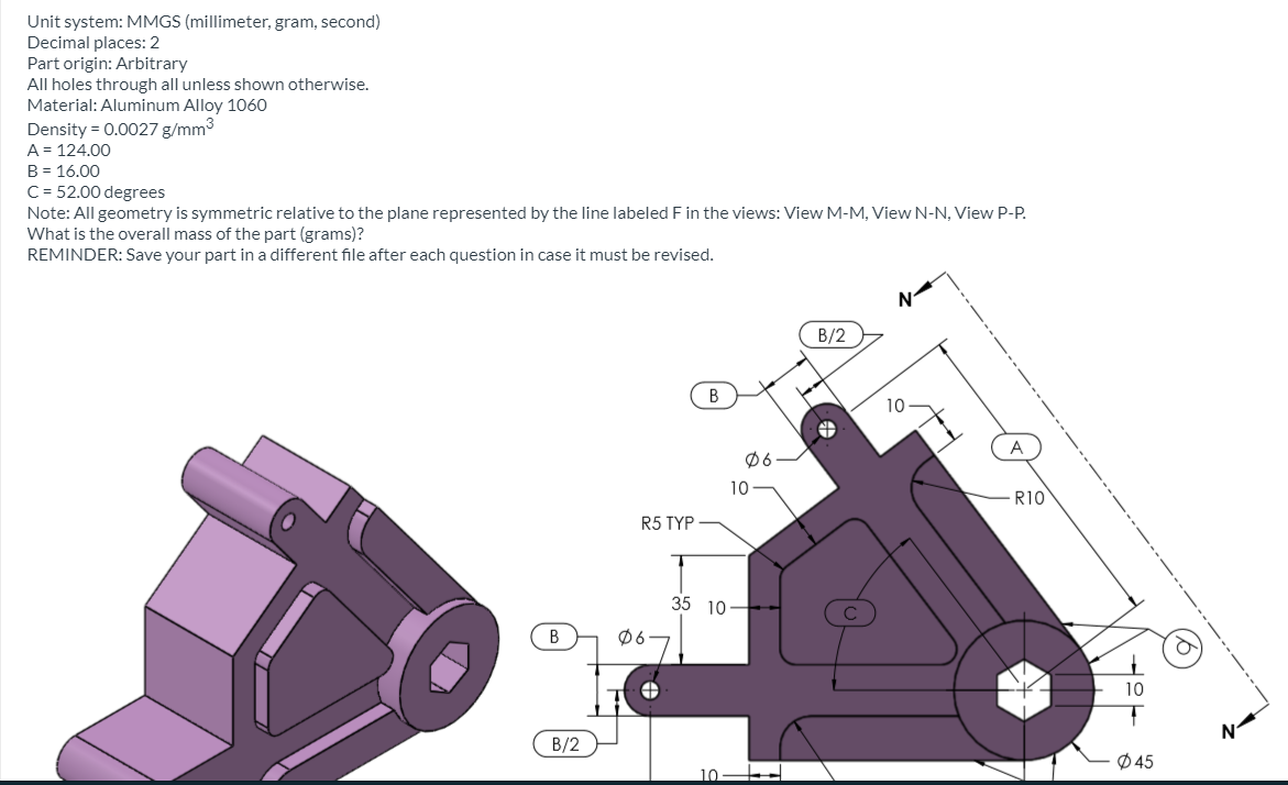 Solved Unit system: MMGS (millimeter, gram, second) Decimal | Chegg.com