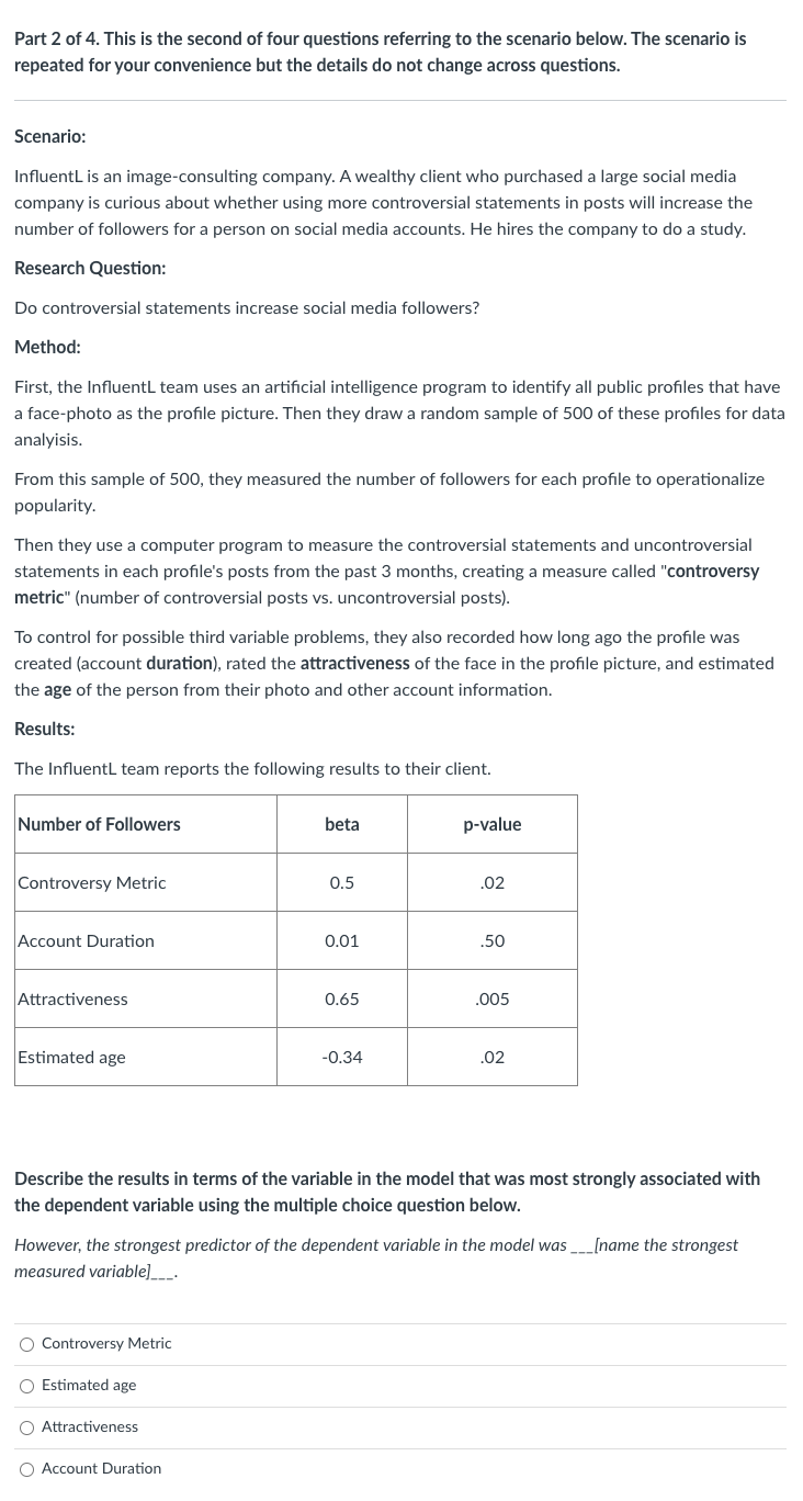 Solved Part 2 of 4 . This is the second of four questions | Chegg.com