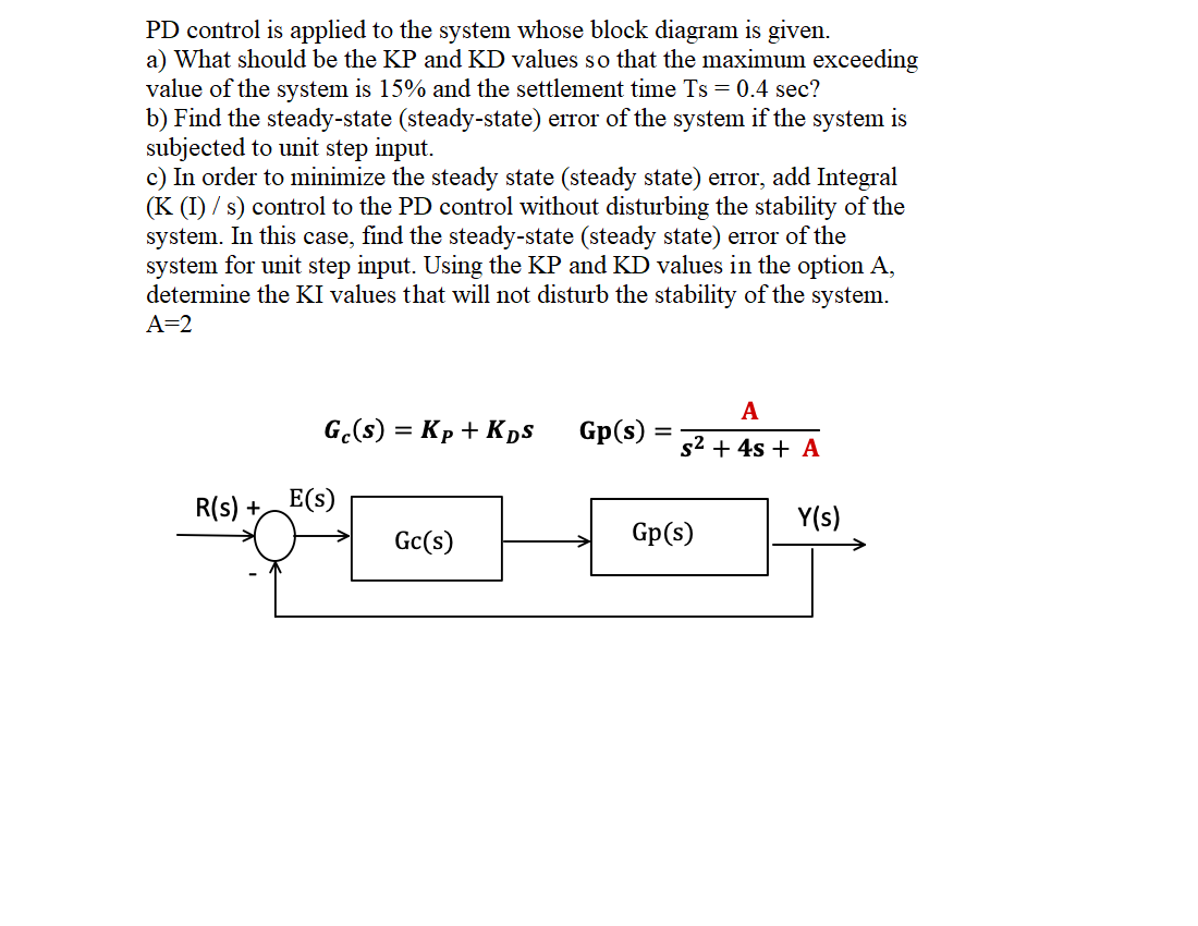 Solved PD control is applied to the system whose block | Chegg.com