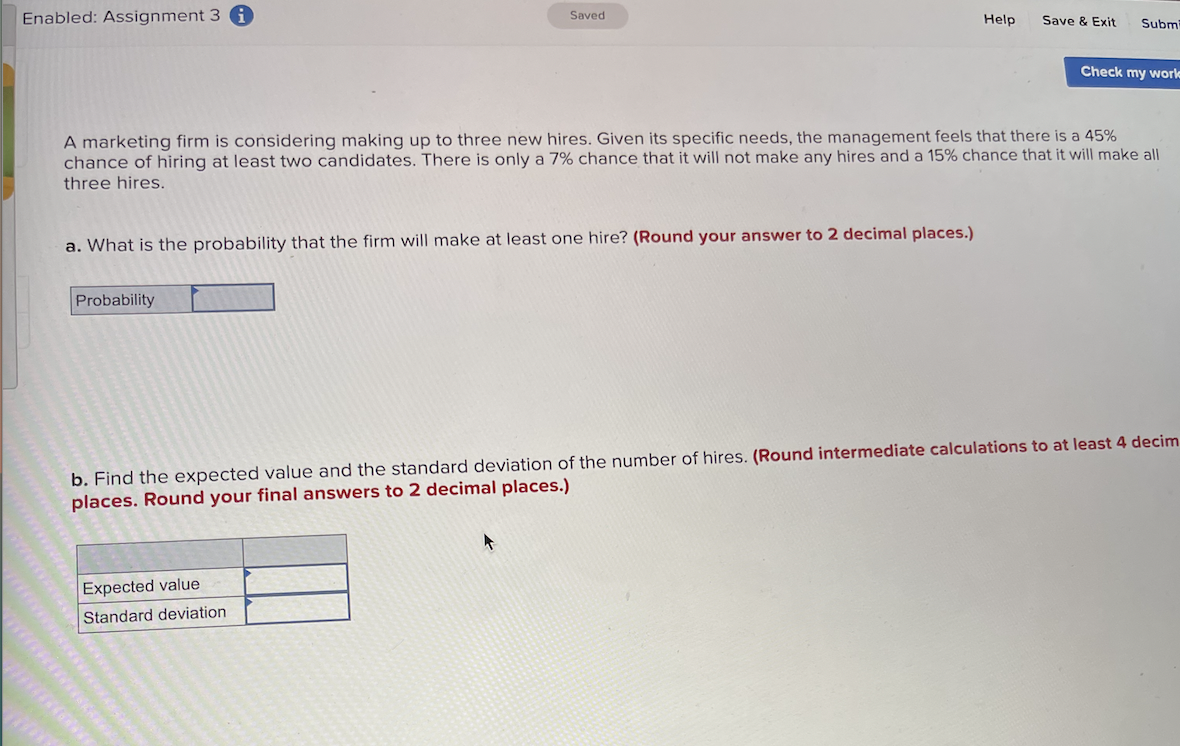 Solved Enabled: Assignment 3 i Saved Help Save & Exit Subm | Chegg.com