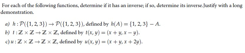 Solved For each of the following functions, determine if it | Chegg.com