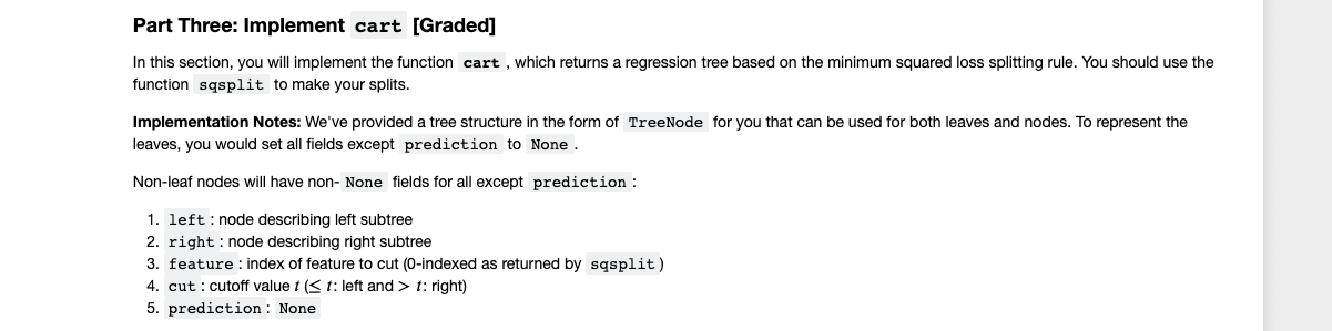 Solved I need help with Implementing Cart Algorithm in | Chegg.com