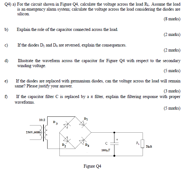 Solved Q4) a) For the circuit shown in Figure Q4, calculate | Chegg.com