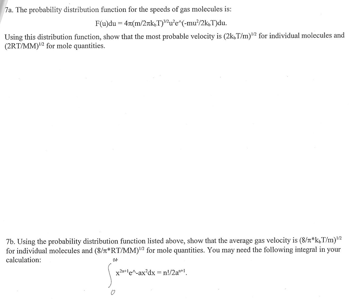 Solved 7a. ﻿The probability distribution function for the | Chegg.com