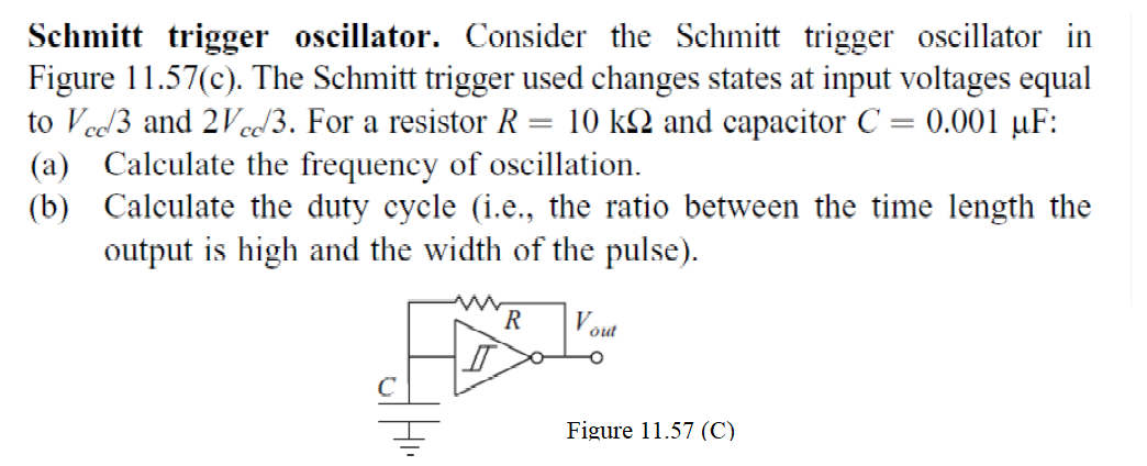 Solved Schmitt trigger oscillator. Consider the Schmitt | Chegg.com
