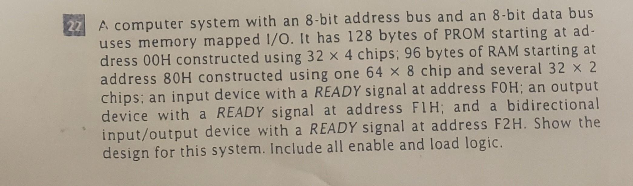 Solved A Computer System With An 8 Bit Address Bus And An 8 