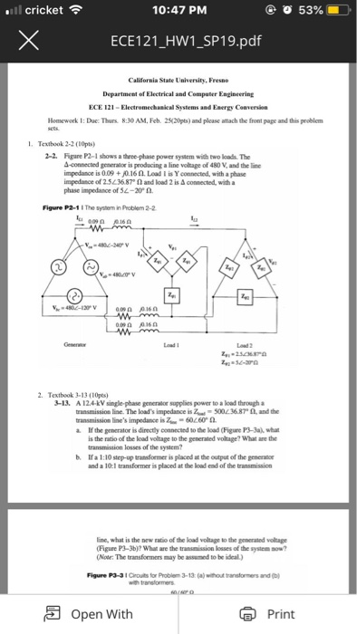 Solved ill cricket 10:47 PM 53% ECE121_HW1_SP19.pdf | Chegg.com