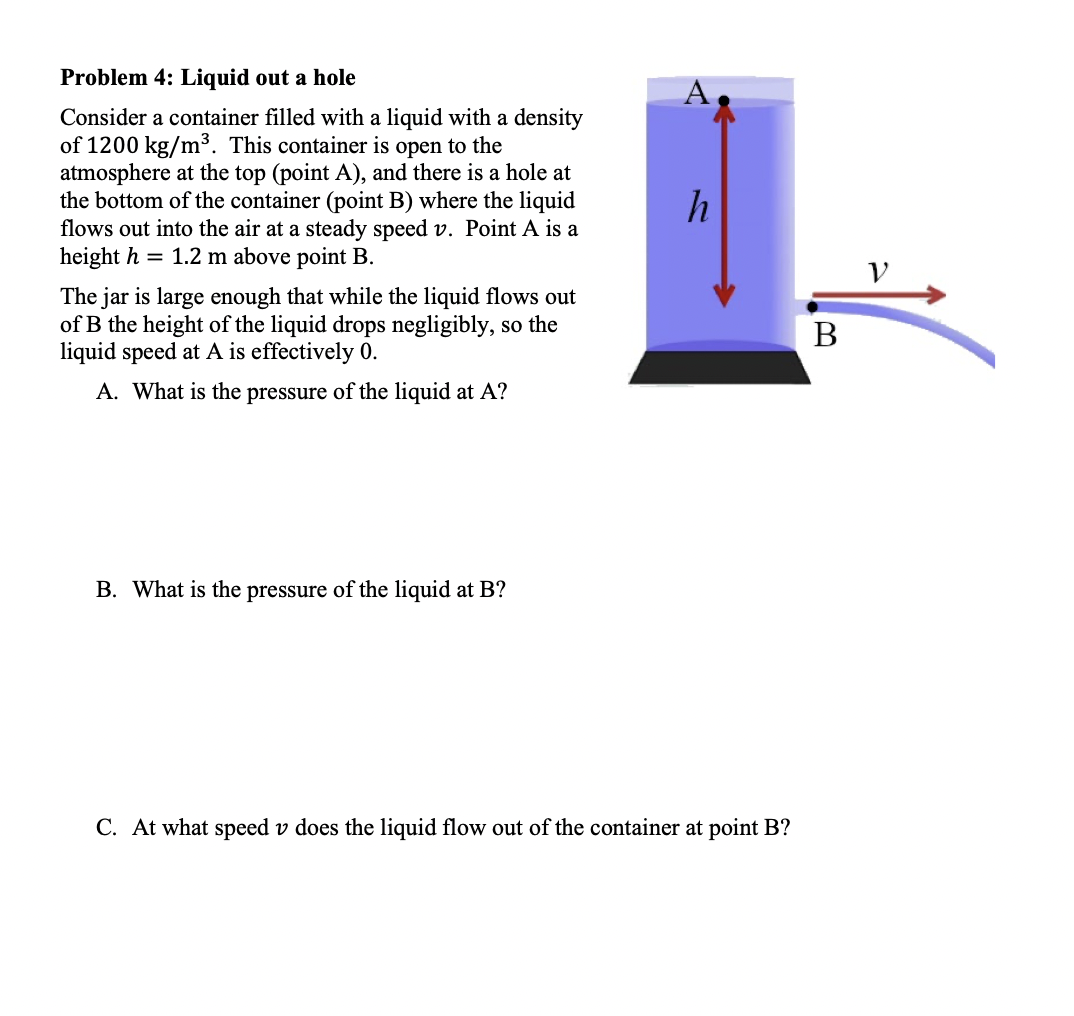 Solved Problem 4: Liquid out a holeConsider a container | Chegg.com