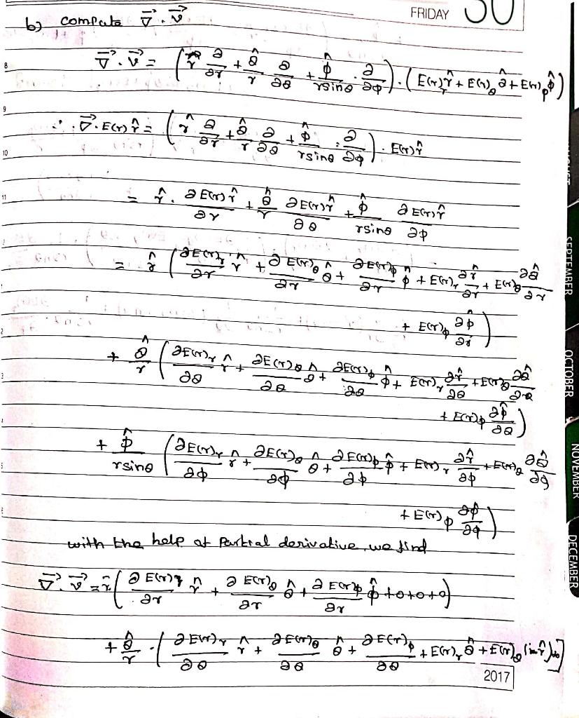 Consider v = E(r)r in spherical coordinates. (a) | Chegg.com