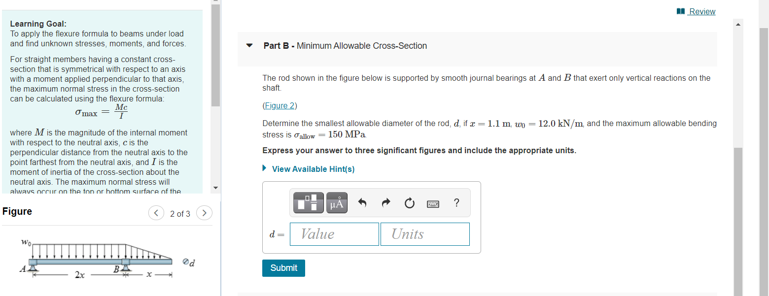 Solved Review Part B - Minimum Allowable Cross-Section | Chegg.com