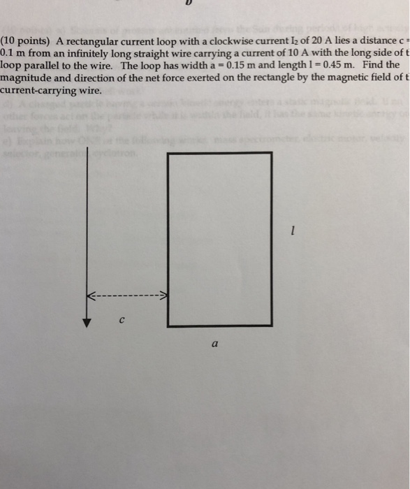 Solved 10 Points A Rectangular Current Loop With A 2343