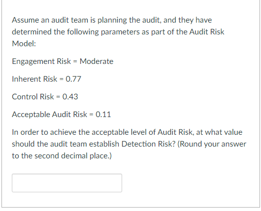 Assume an audit team is planning the audit, and they | Chegg.com